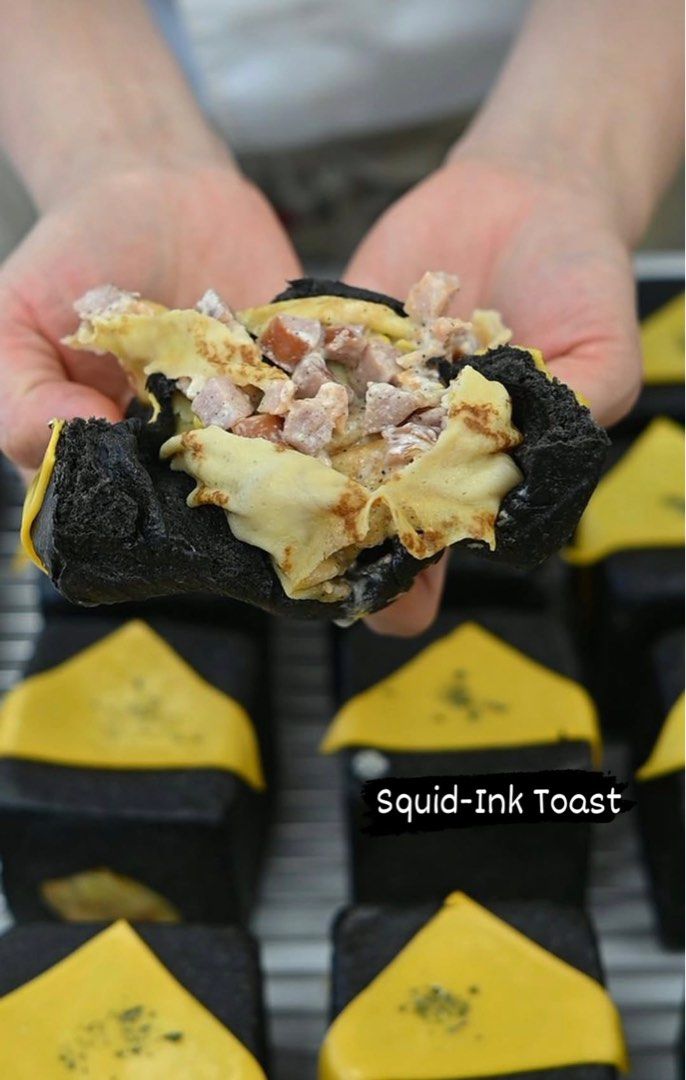 Squid ink steam toast, Food & Drinks, Homemade Bakes on Carousell