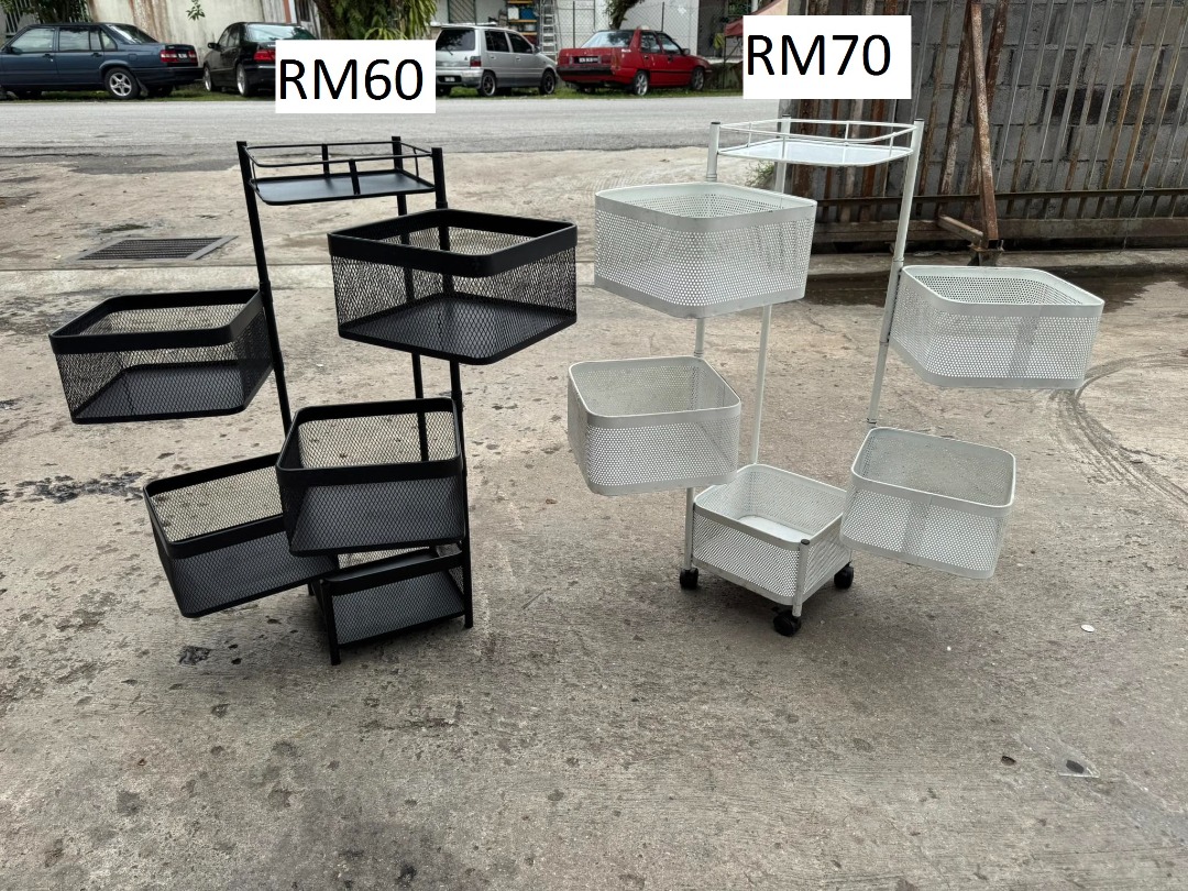 Steel 6 Tier Trolley Tray Basket (2 Types), Furniture & Home Living ...