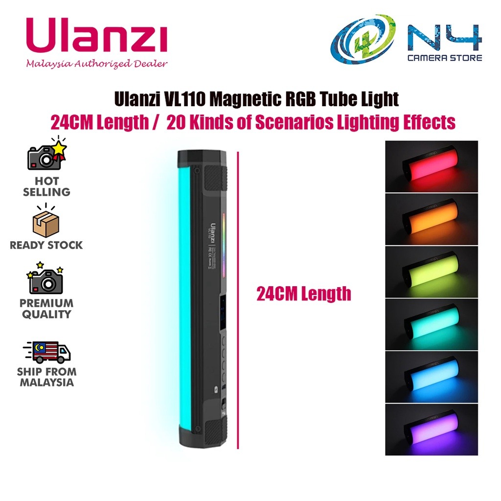 ULANZI VL-110 / VL110 RGB MAGNETIC RGB LIGHT TUBE, Photography ...