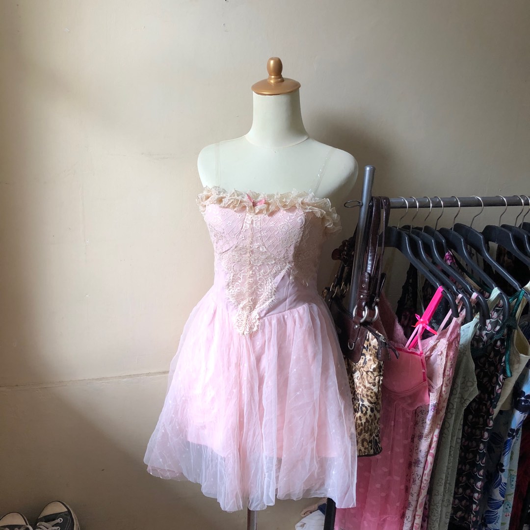 baby pink mini dress by XTC Orange kawaii fairy coquette, Fesyen Wanita ...