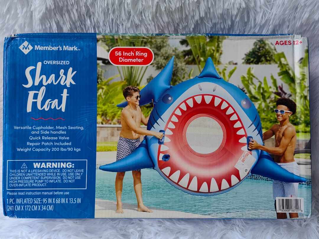 Bnew Original Member's Mark Oversized Inflatable Pool Float - Shark ...