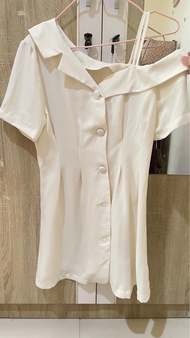 DRESS SABRINA PUTIH | OFF SHOULDER WHITE DRESS | KOREA, Fesyen Wanita ...
