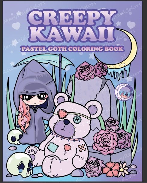 Ebook mewarnai Creepy Kawaii 28 halaman Siap cetak, Buku & Alat Tulis ...