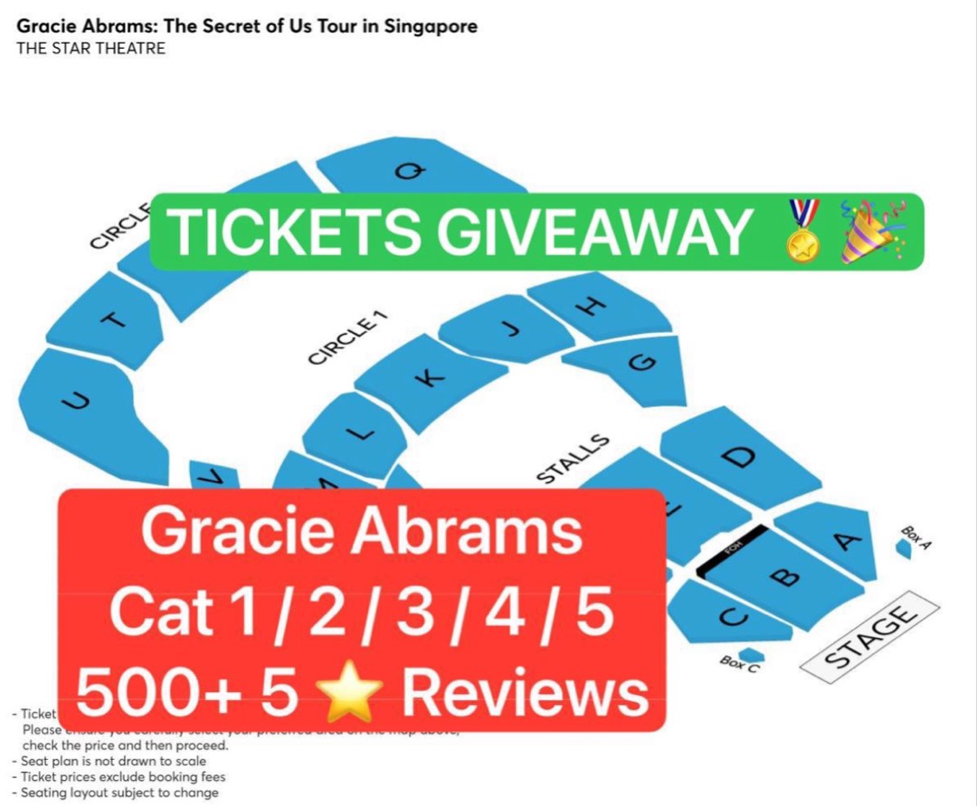 Gracie Abrams A / B / C Concert Tickets Singapore Cat 1 / 2 / 3 / 4 / 5 ...