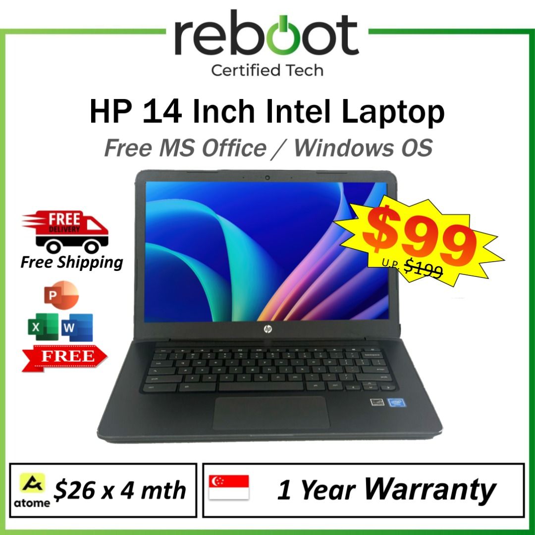 HP 14 Inch Slim Laptop - Windows 11 + MS Office - Good Condition & Long ...