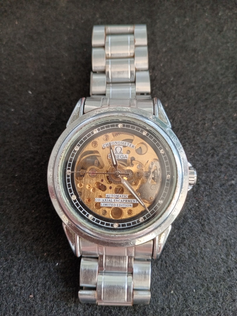 Jam Tangan Omega Chronometer Second Premium Premium, Fesyen Pria, Jam ...