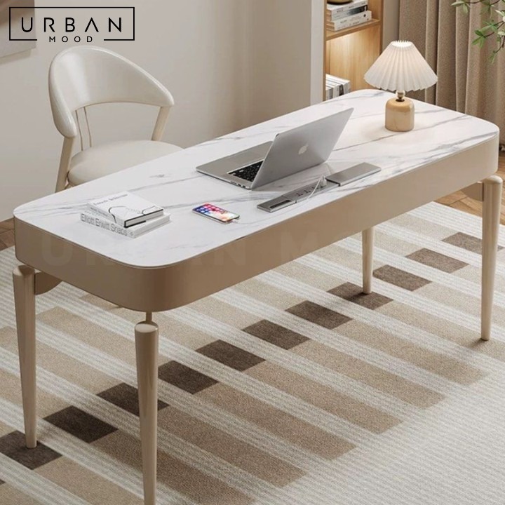 MYLONAS Modern Sintered Stone Study Table, Furniture & Home Living ...