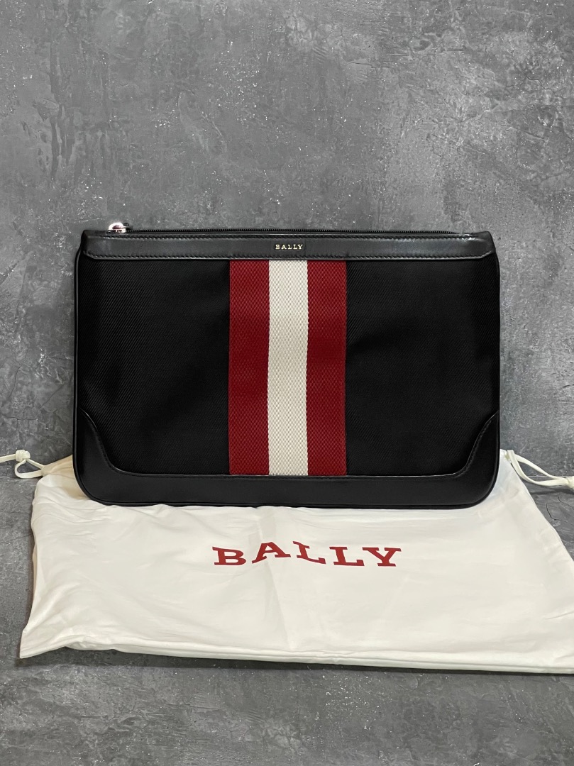ORIGINAL BALLY Clutch Cayard Metal Logo Stripe, Barang Mewah, Tas ...