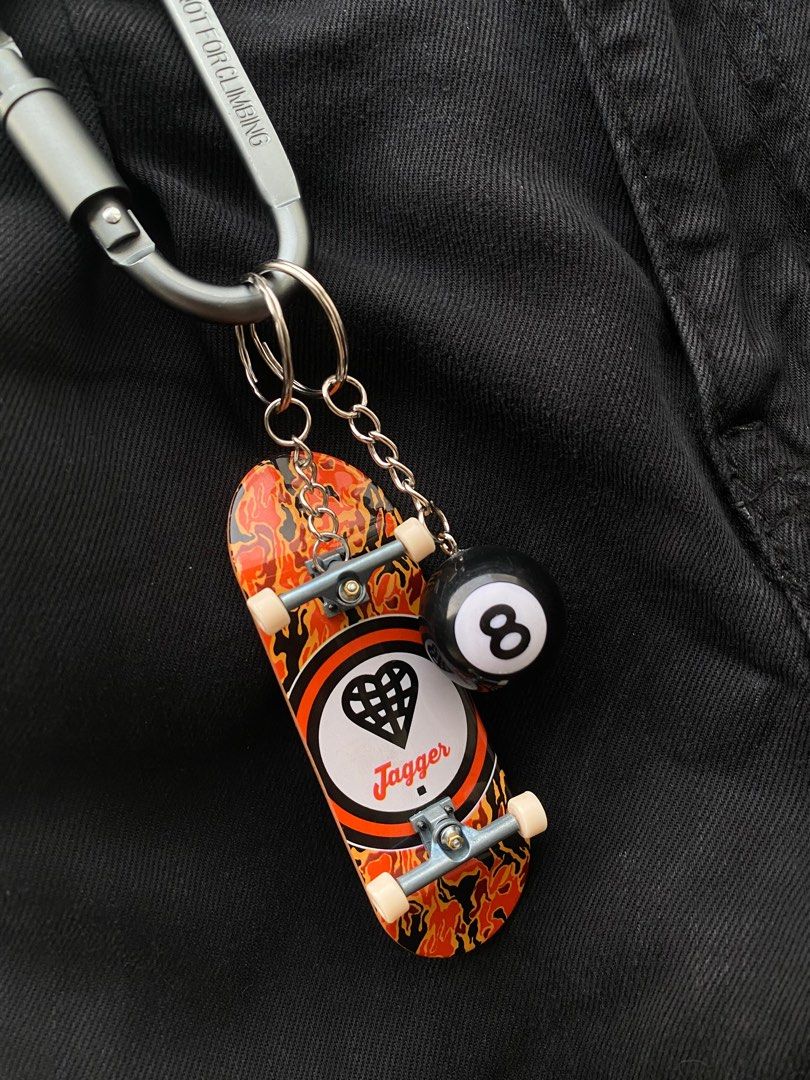Bag Fashion Skateboard keychain tech deck and 8 ball, Men's Fashion ...