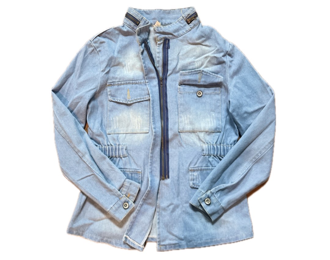 Washed Blue Zip-Up Denim Jacket {Coquette Y2K Cottage Core Soft Girl ...