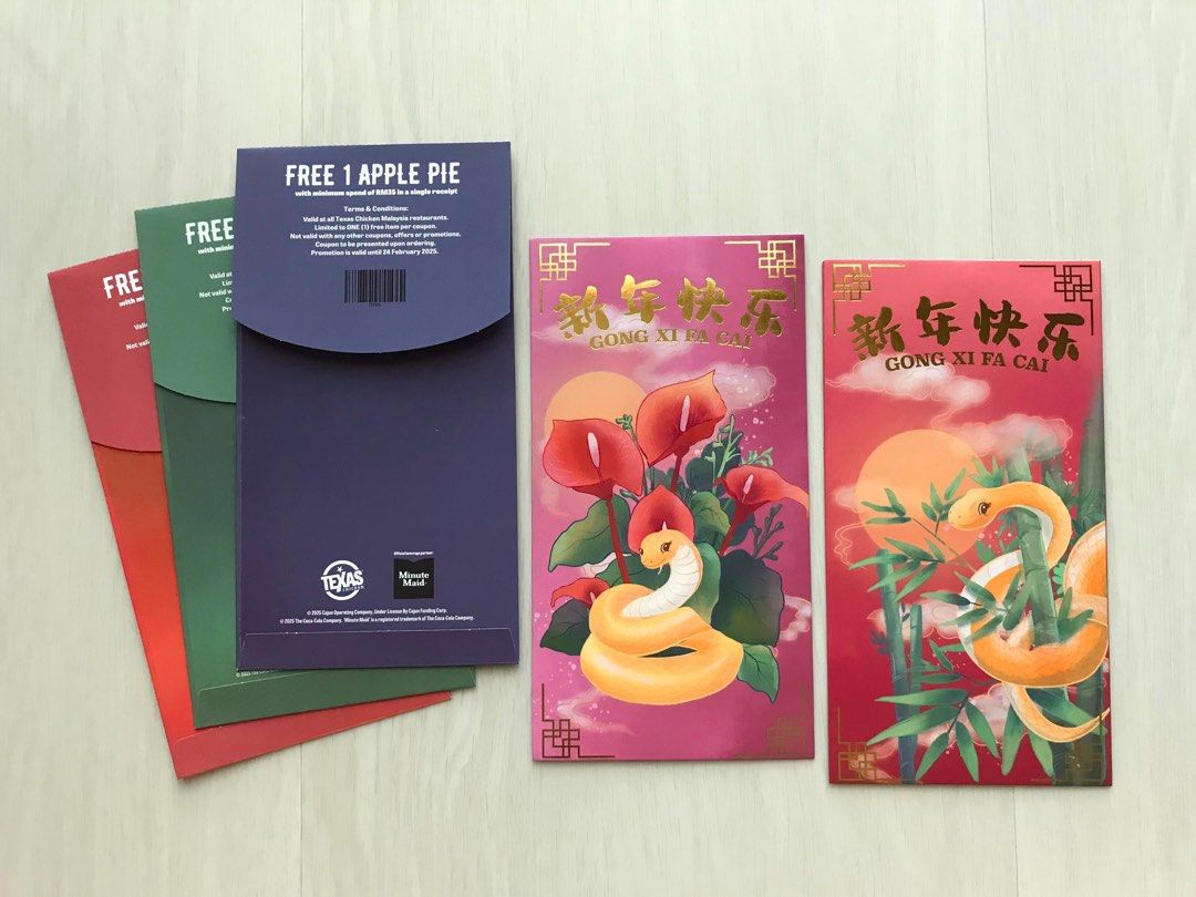 5pcs 2025 Texas snake rubbery red packet / ang pow pao, Hobbies & Toys ...