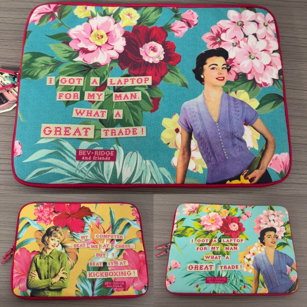 美國 BEV-RIDGE AND FRIENDS 復古圖案 手提電腦 長方 收納袋, 電腦＆科技, 電腦周邊及配件, 手提電腦袋 ...
