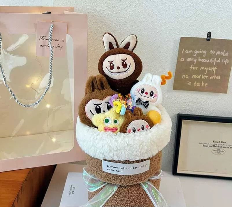 🌹 Premium Cute Labubu Plush Flower Bouquet for Valentines Day Flower ...