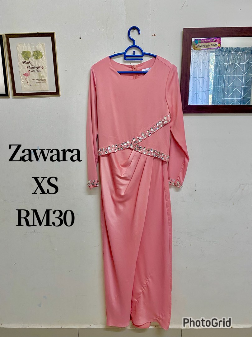 Baju Raya Dress Zawara, Women's Fashion, Muslimah Fashion, Kaftans ...