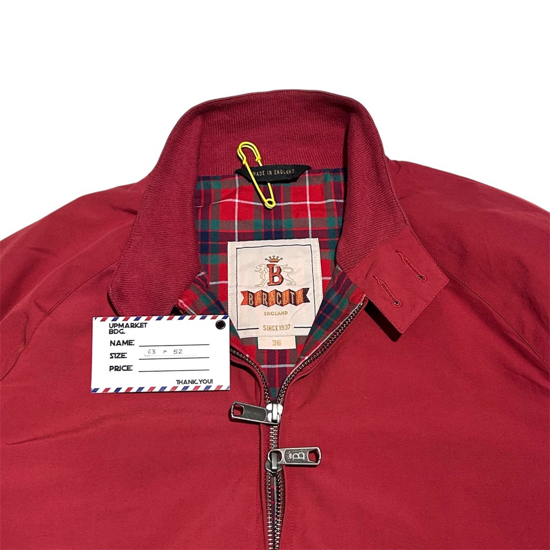 Baracuta G9 Red Slim-cuts, Fesyen Pria, Pakaian , Baju Luaran di Carousell
