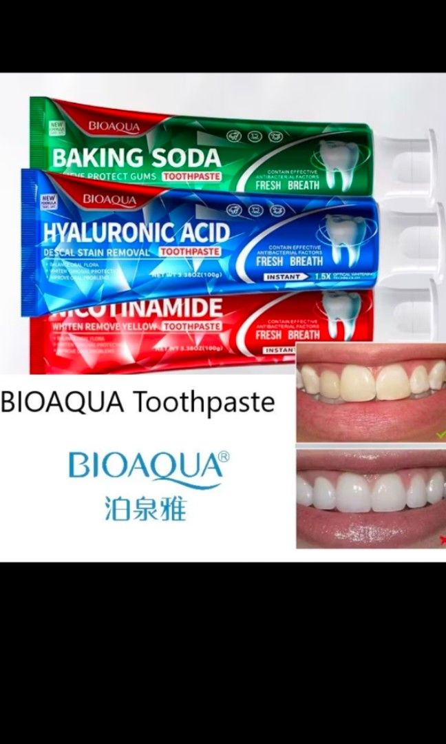 Bioaqua Hyaluronic acid Nicotinamide stain removal whitening toothpaste ...