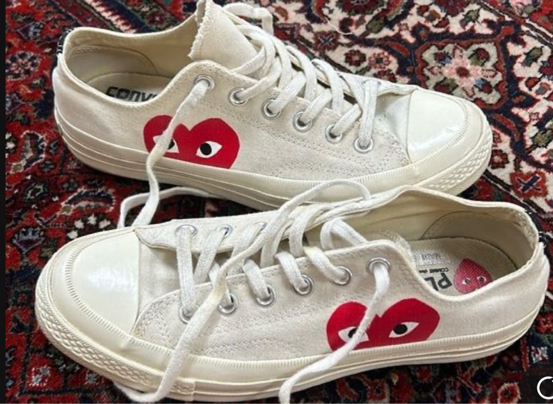 CDG CONVERSE LOW CUT WHITE ORIGINAL STILL WITH BOX USED BUT NOT ABUSED ...
