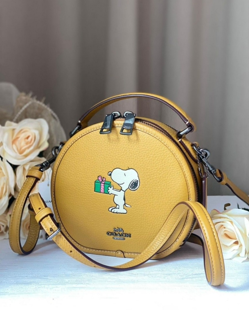 Coach CF290 Coach x Peanuts Canteen Round Crossbody in Flax Refined ...