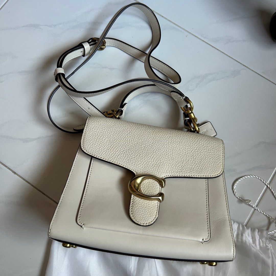 Coach Tabby Top Handle 20 Crossbody Bag (Chalk), Luxury, Bags & Wallets ...