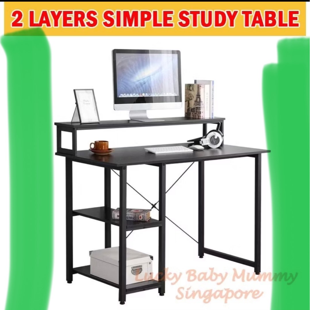 Computer Table | Study Table | Computer Study Desks | Double Layer Rack ...