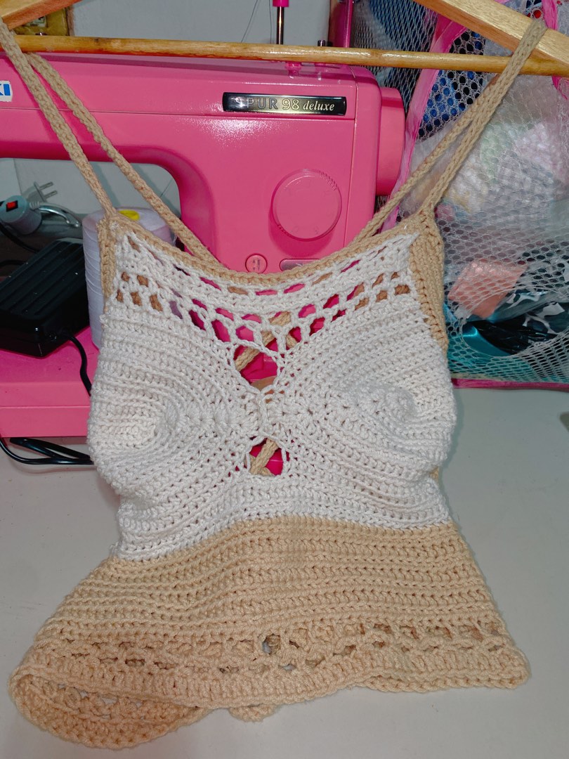 Crocheted Top S-M fit Crochet Sexy Top Summer Top, Women's Fashion ...