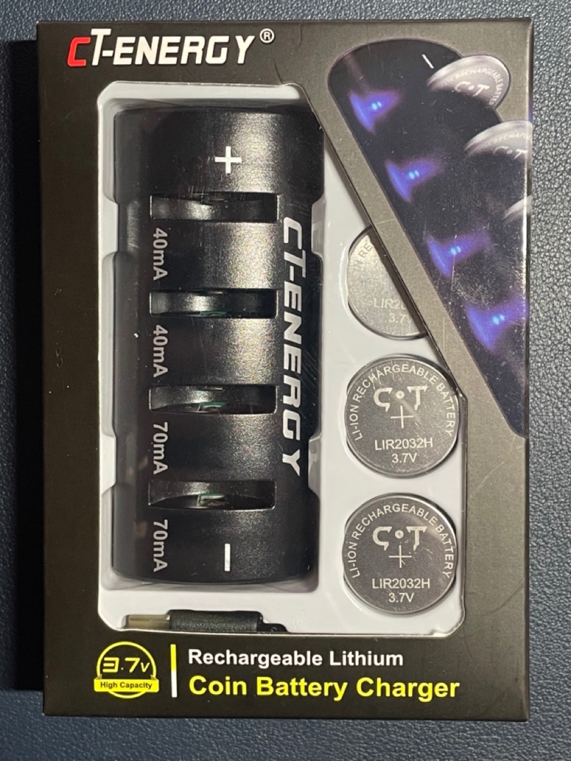 CT-Energy Coin Battery Charger (紐扣型電池充電器) w/ LIR2032H Li-ion ...
