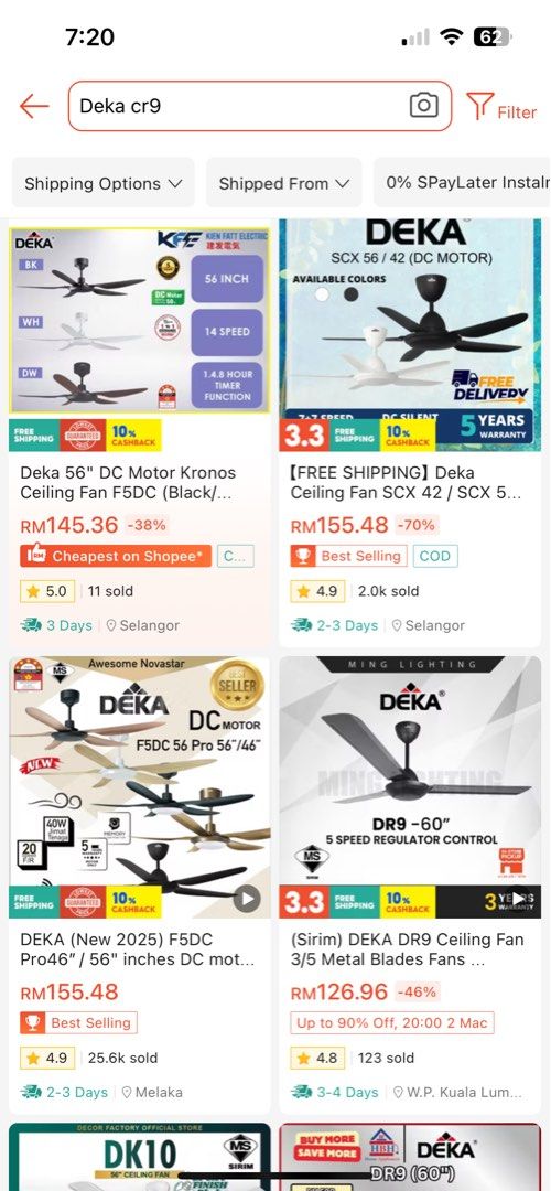 Deka ceiling fan DR9 brand new 5 speed energy saving, Furniture & Home ...