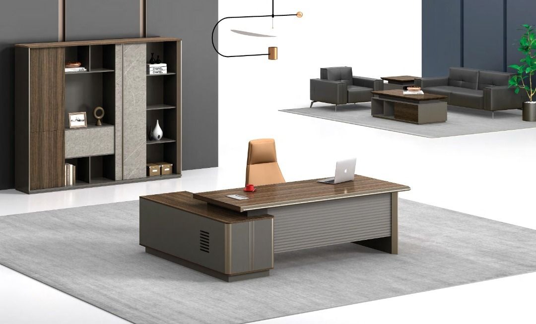 DT B923 Director Table w L Shape Cabinet, Executive Table Office Table ...