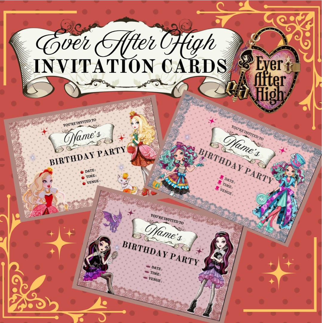 EVER AFTER HIGH / Invitation Card Templates / Editable Design / Digital ...