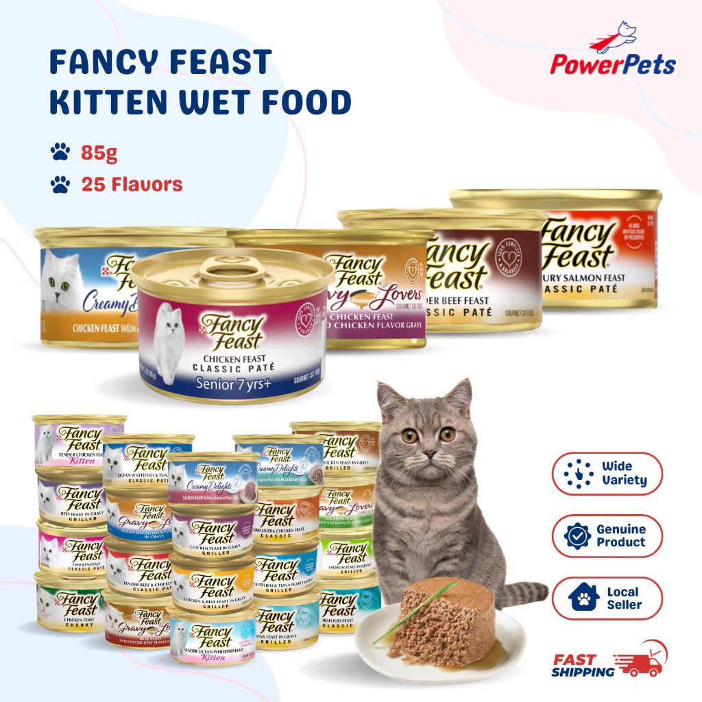Fancy Feast Kitten Wet Food 85g Chunky Classic Gravy Chicken Liver ...