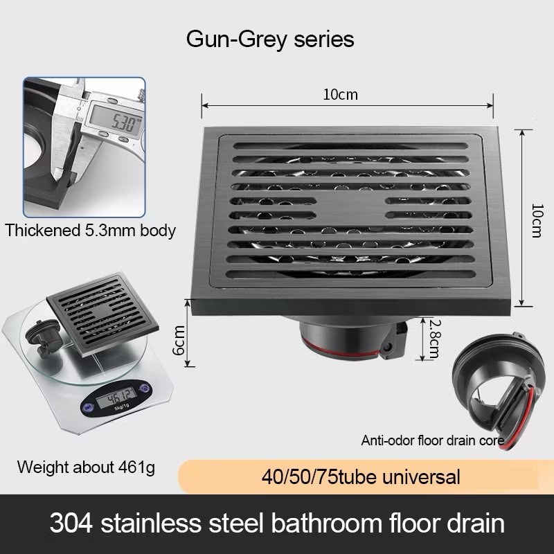 High Quality 304 Stainless Steel Premium Grey Floor Drain Fast Drainage ...