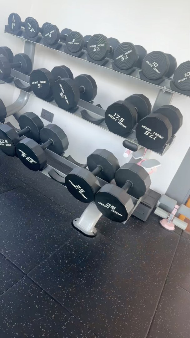 Iron Grip Dumbbell Rack with Weights, Sports Equipment, Exercise ...