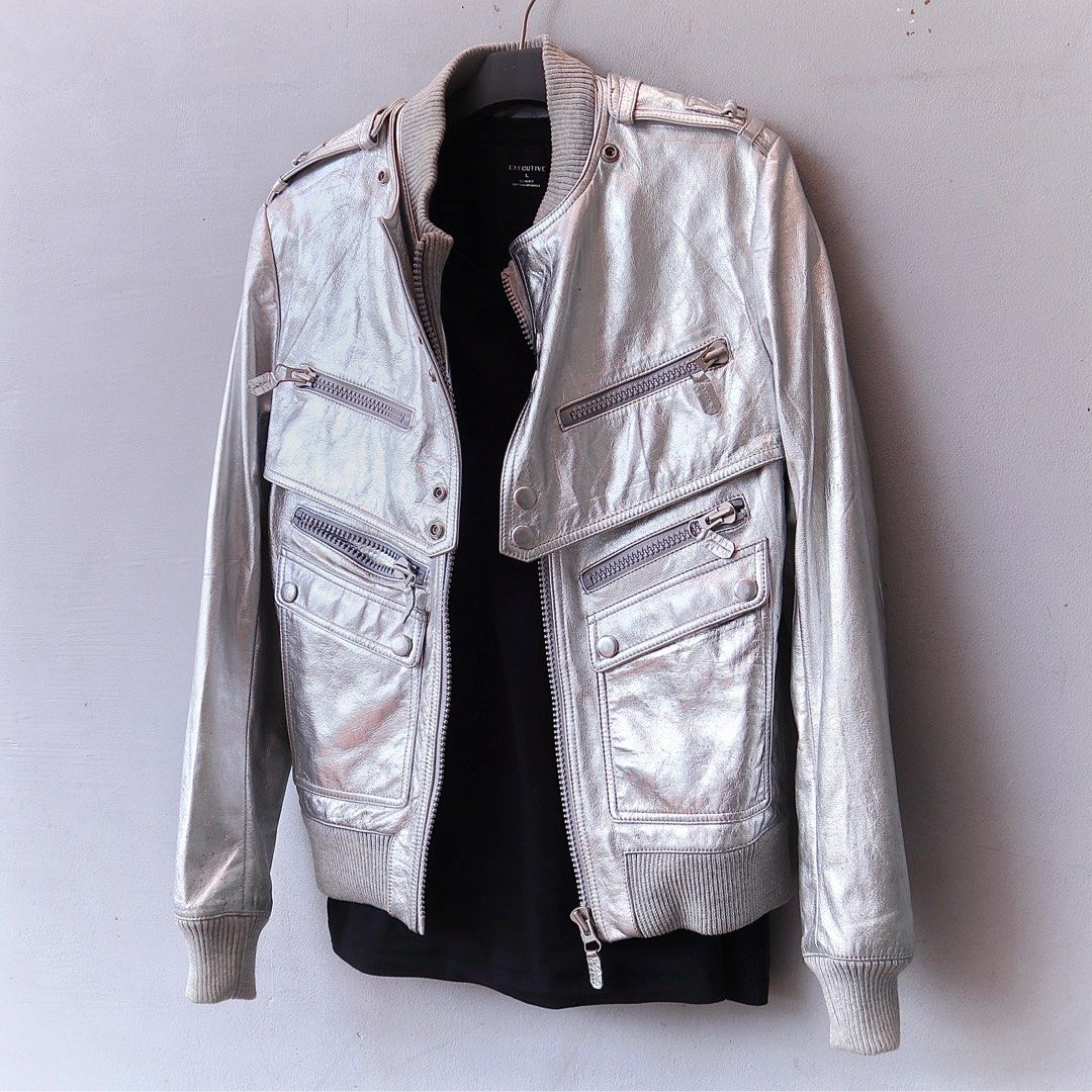 Jaket kulit asli kuda poni warna putih silver jaket motor cewek cowok ...