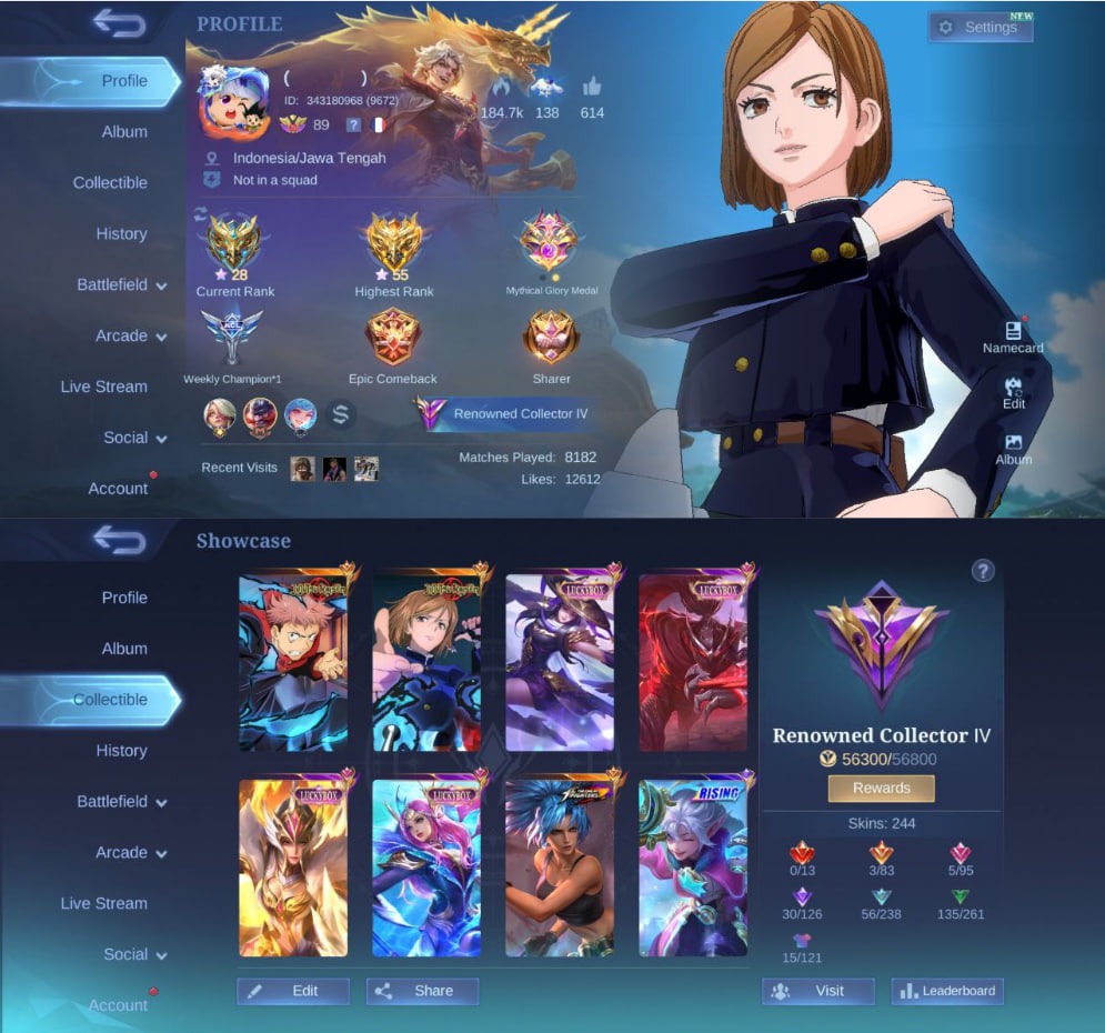 Yin JJK | Melissa JJK | Fanny Skylark | SMURF | Mobile Legends Account ...