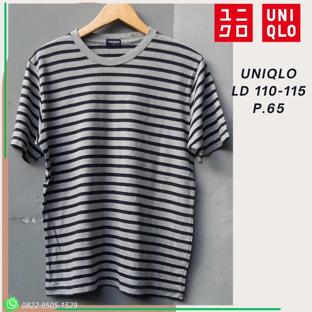 KAOS COWOK STRIPES TEE UNIQLO ORIGINAL, Fesyen Pria, Pakaian , Atasan ...