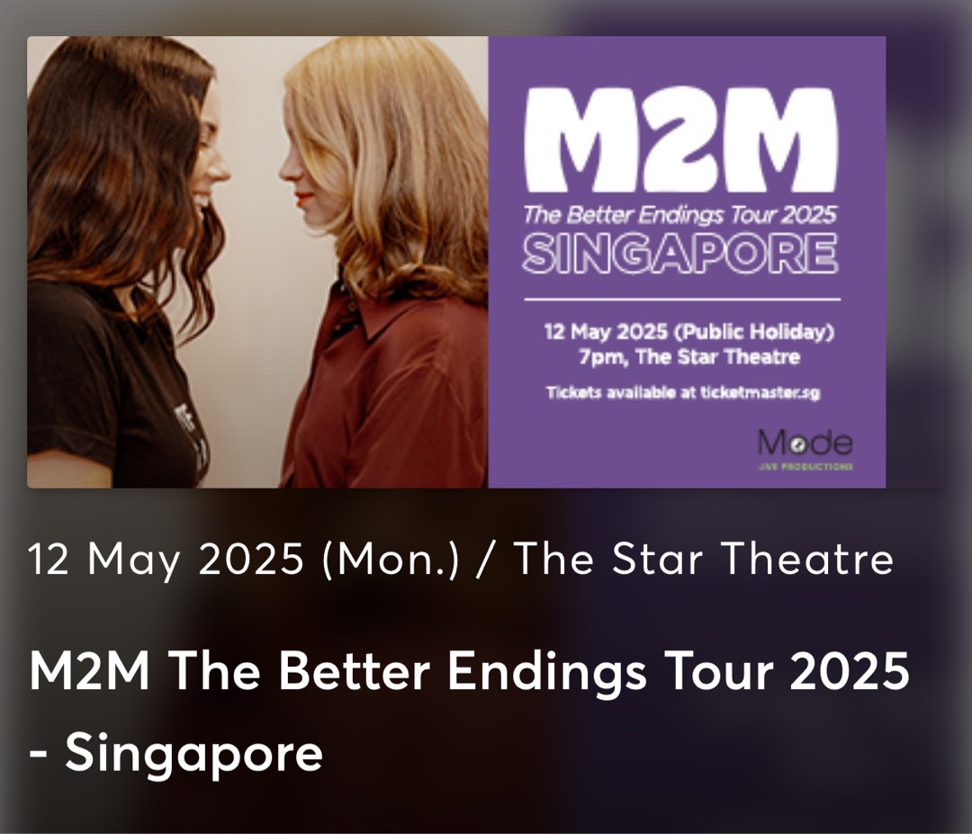 M2M 2025 CAT 1 concert ticket, Tickets & Vouchers, Event Tickets on Carousell