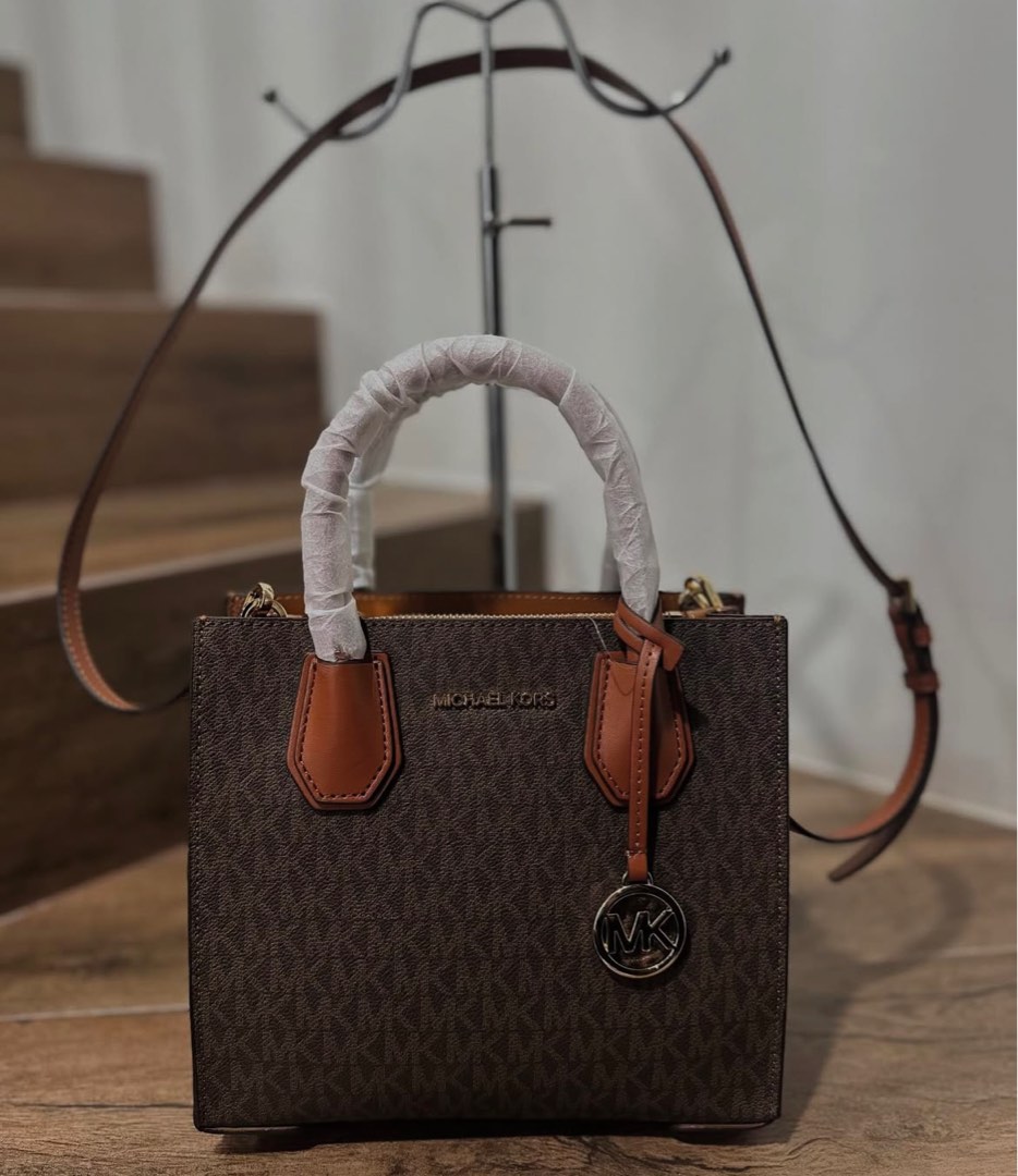 MK MERCER Small Brown logo and leather crossbody, Luxury, Bags ...