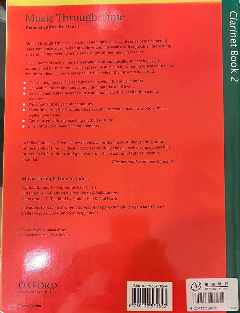 Music Through Time Clarinet Book 2 Grades 2-3 [Selected and Edited by ...