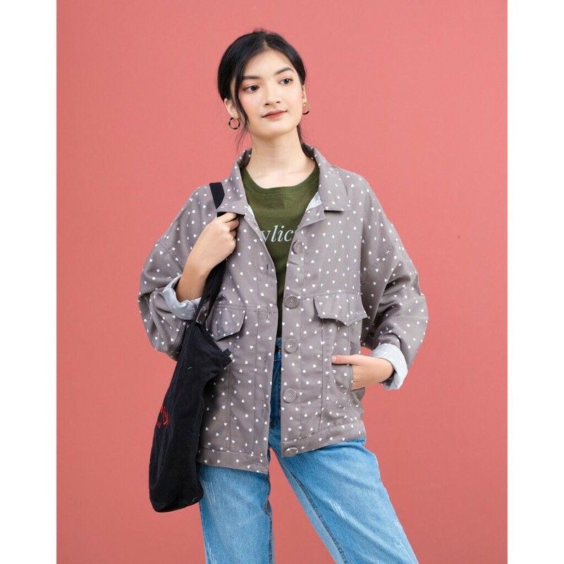 (NEW WITH TAG) RUBYLICIOUS CROP JACKET GREY LOVE OUTER POCKET JAKET ABU ...