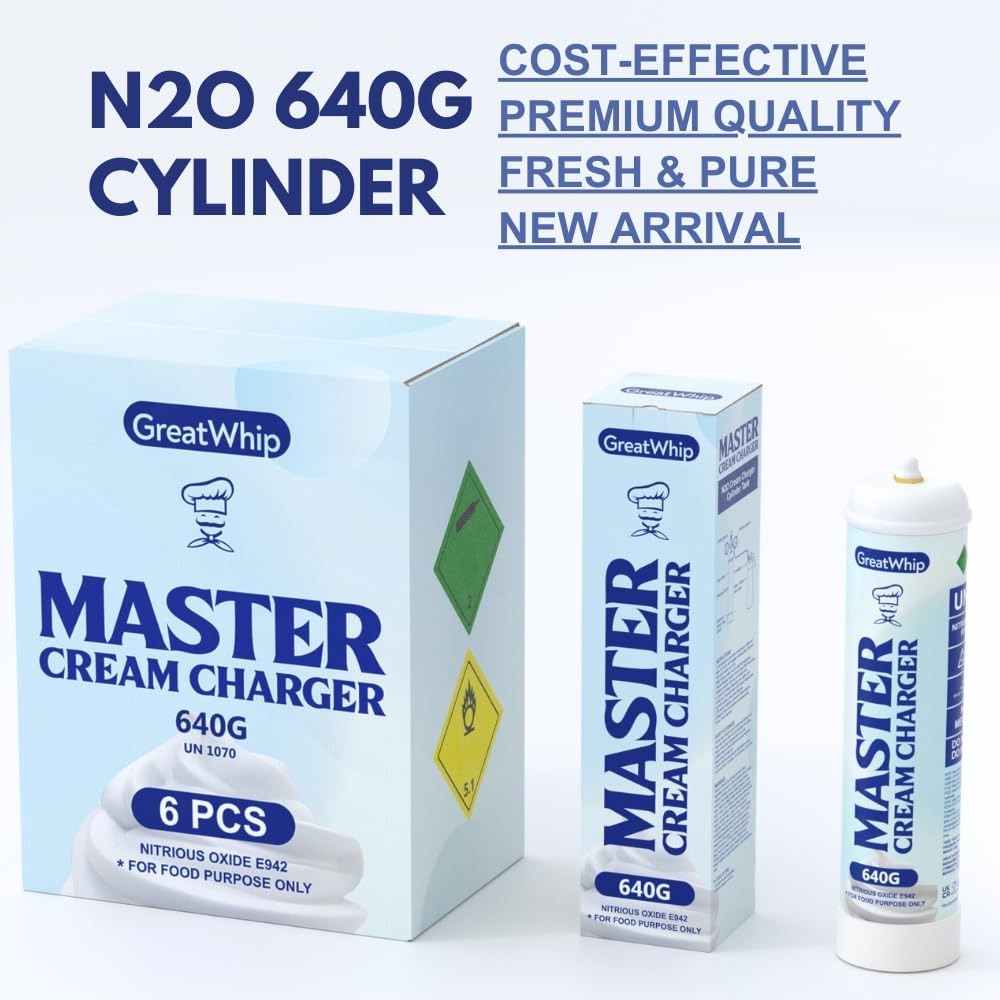 Original N20 (Nitrous Oxide) GreatWhip Whipped Cream Chargers, 640g ...