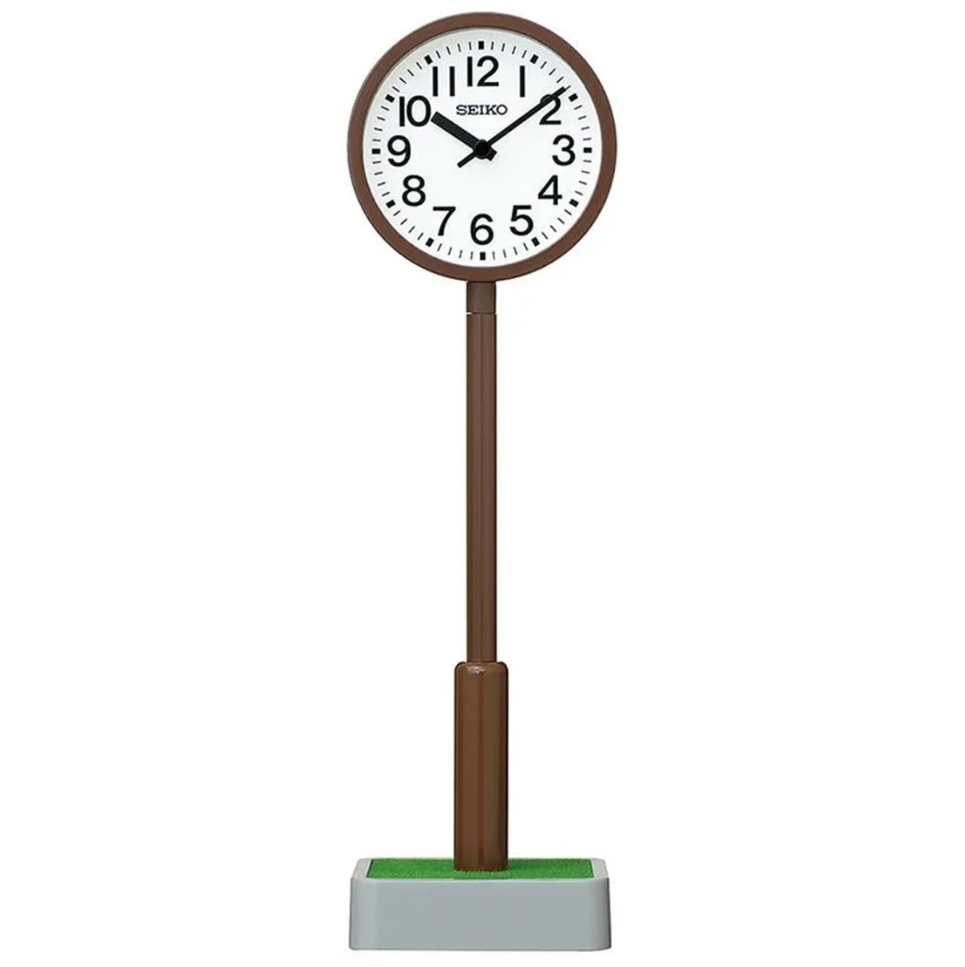 Seiko Clock QXG154B Brown Case White Dial Analog Standing Clock With ...