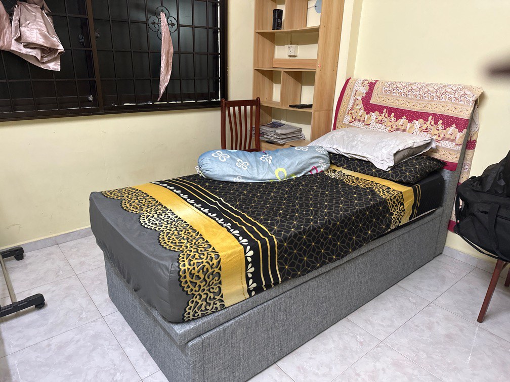 Super Single storage bed frame with mattress, Furniture & Home Living ...