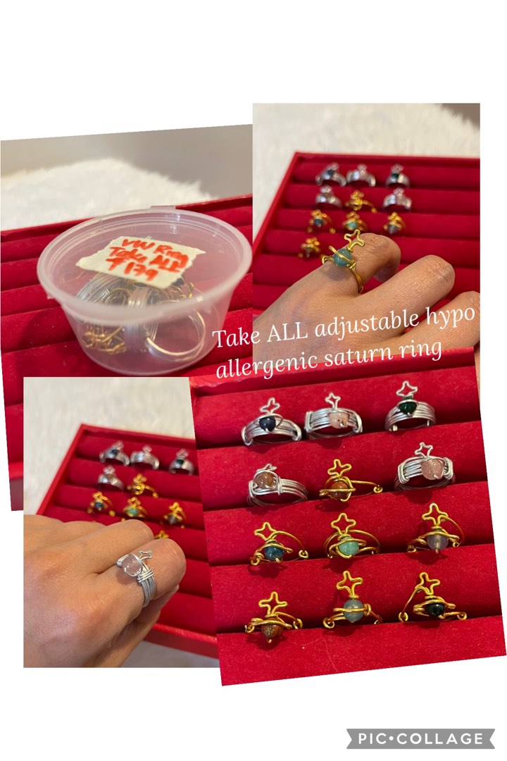 Take ALL non tarnish hypo allergenic adjustable saturn ring with ...