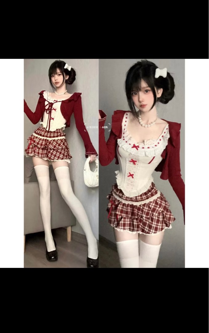 Three piece red outfit, Women's Fashion, Dresses & Sets, Sets or ...