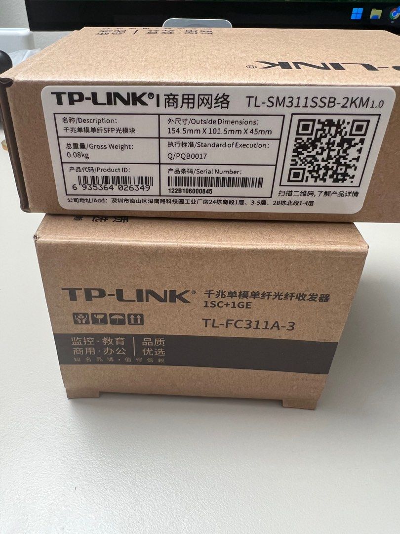 Tp-link SFP module + RJ45 with optic fiber transceiver SC connector ...