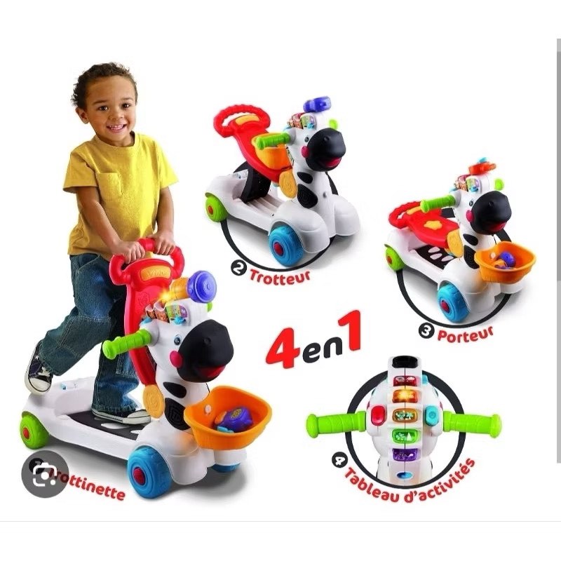 V tech 4 in 1 zebra scooter, Babies & Kids, Infant Playtime on Carousell