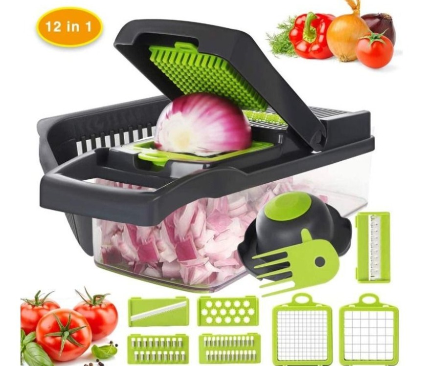 Vegetable cutter Chopper 12 in 1 Slicer Food Onion Chopper Cuber Cutter ...
