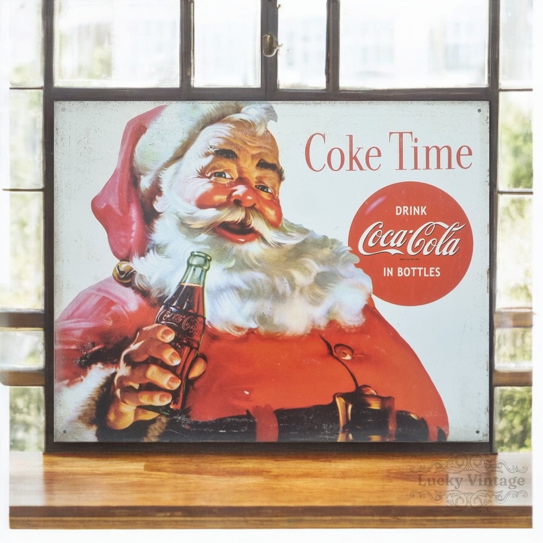 Vintage Made In Usa Coca-Cola Coke Time Santa Tin Sign Metal Desperate ...