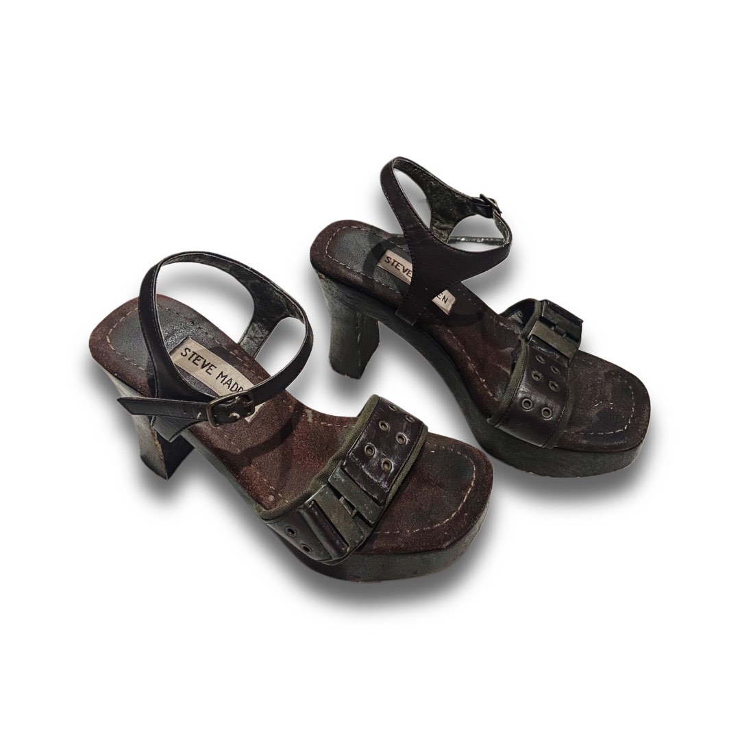 Vintage Wooden Platform Wedge Heels, Women's Fashion, Footwear, Wedges on Carousell