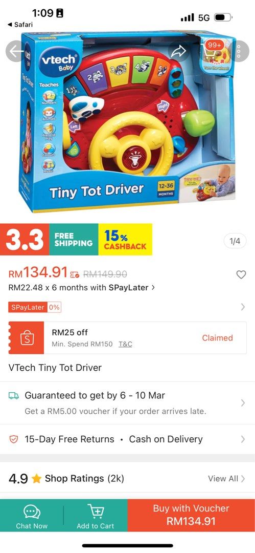 Vtech Tiny Tot Driver / Kid toy / wheel, Hobbies & Toys, Toys & Games ...